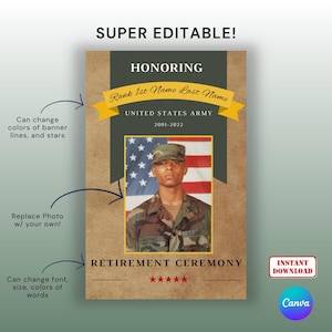 Army Retirement Ceremony Program With Unit Patch, Army Values, Military ...