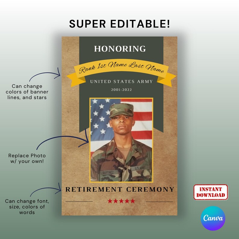 Army Retirement Ceremony Program With Unit Patch, Army Values, Military ...