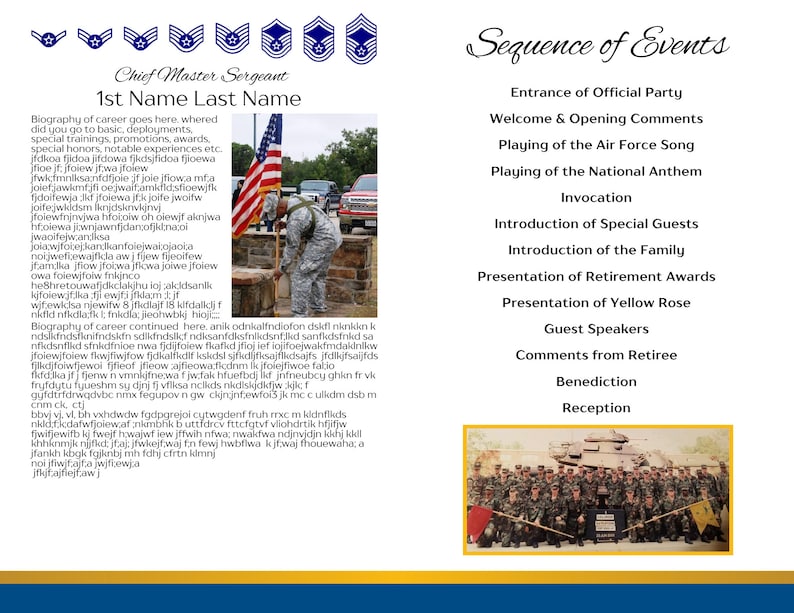 Cmsgt Air Force Retirement Ceremony Program Canva Template - Etsy