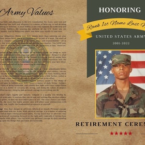 Army Retirement Ceremony Program With Unit Patch Army Values Military ...