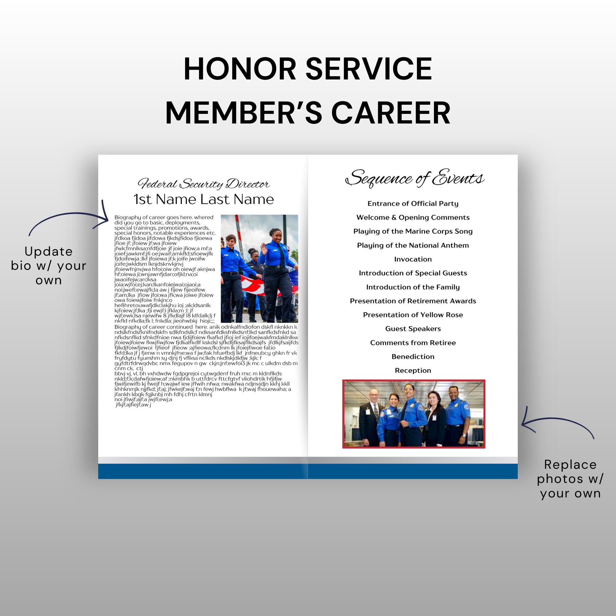 TSA Retirement Ceremony Program Template, Transportation Security ...