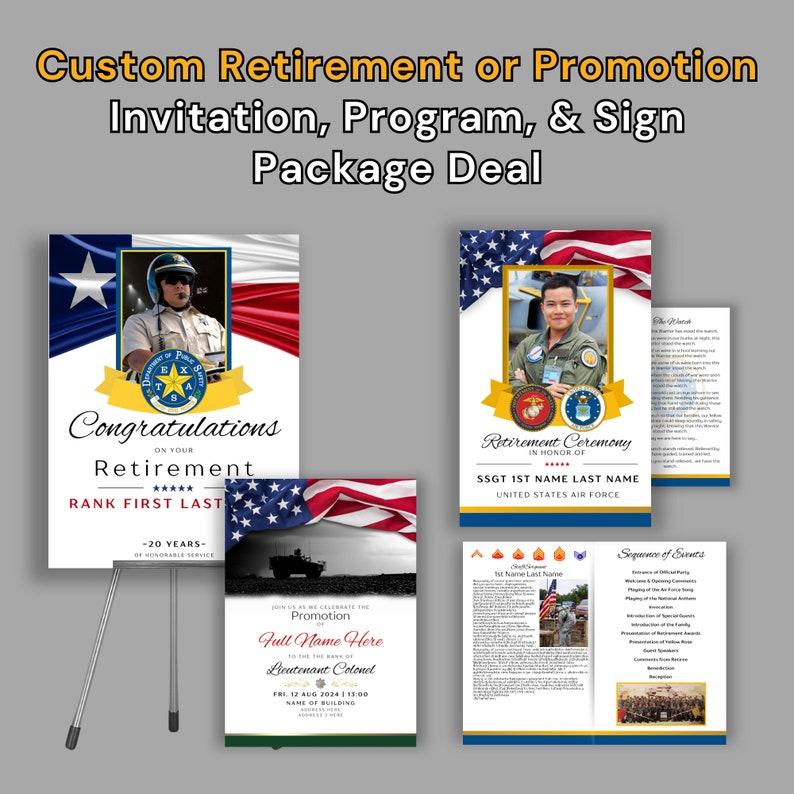 Fully Custom Military Retirement, Promotion, Induction Ceremony Program ...