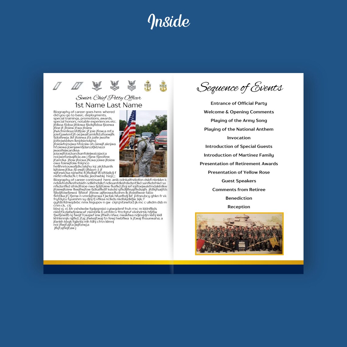 Navy Senior Chief Retirement Ceremony Bi-fold Program 8.5x11 Canva ...