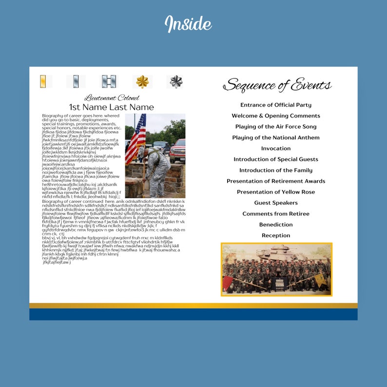 Lt. Col Air Force Retirement Ceremony Program Template Party Military ...