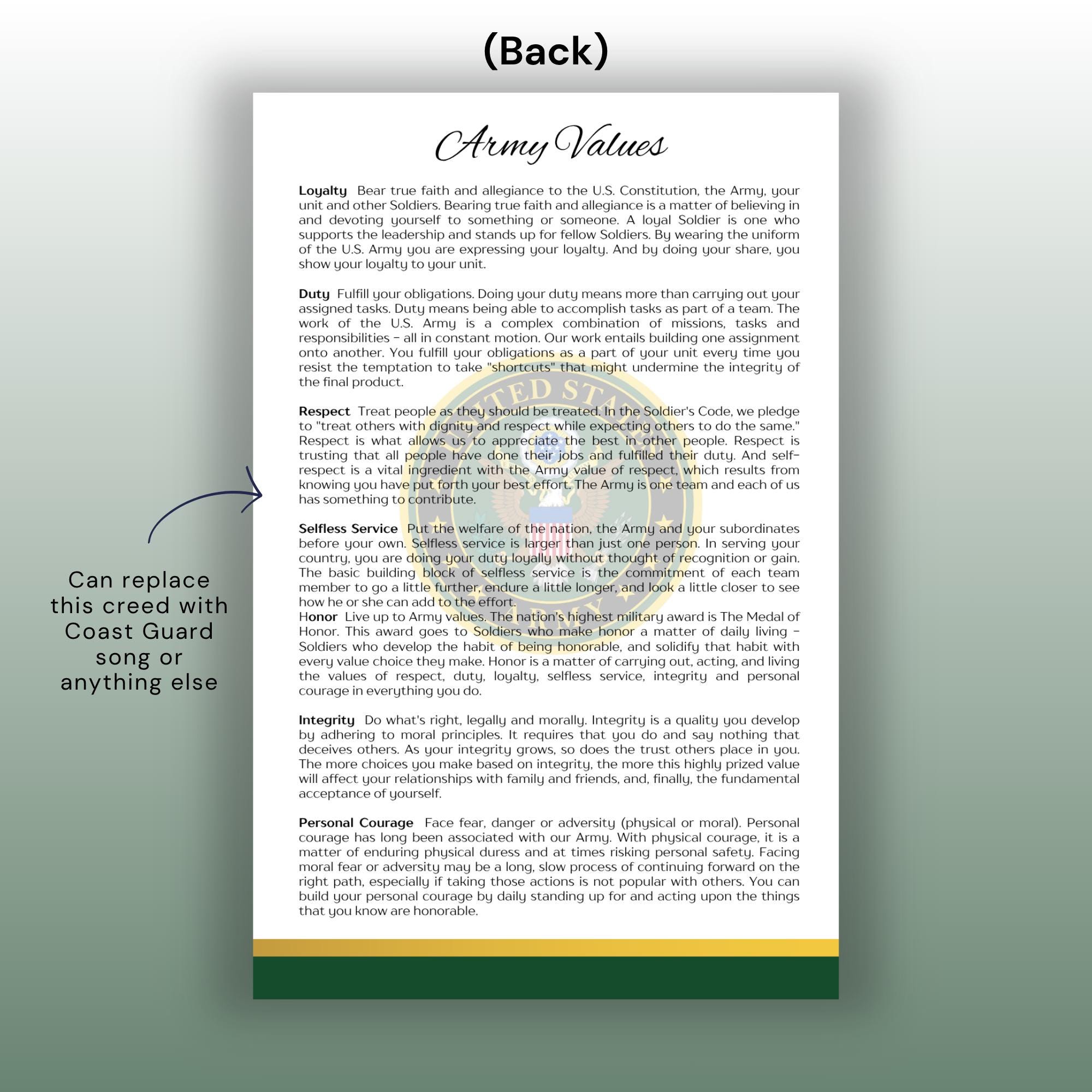 US Army Promotion Ceremony Program Template Army Values Bi-fold 8.5x11 ...