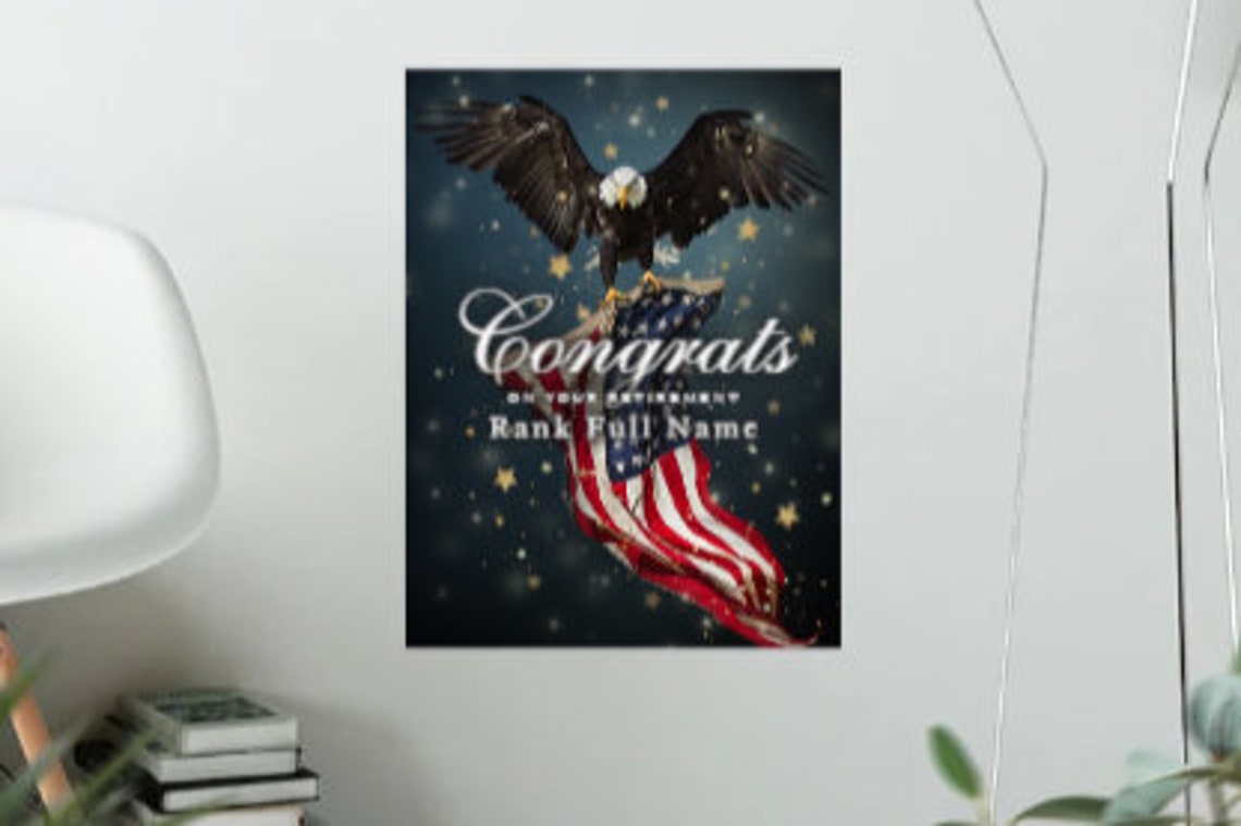 Eagle American Flag Military Retirement Party Sign Canva - Etsy