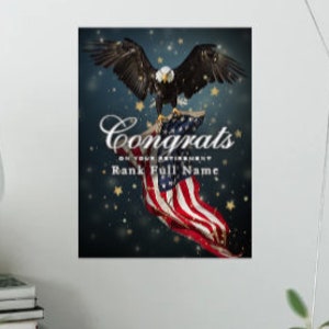 Eagle American Flag Military Retirement Party Sign Canva Template for ...