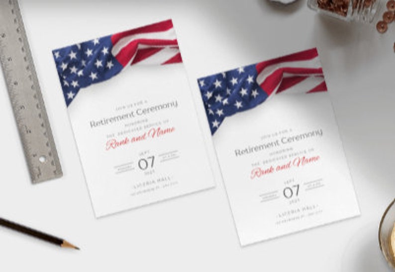 Retirement Ceremony Invitation Canva Template 5x7 American - Etsy