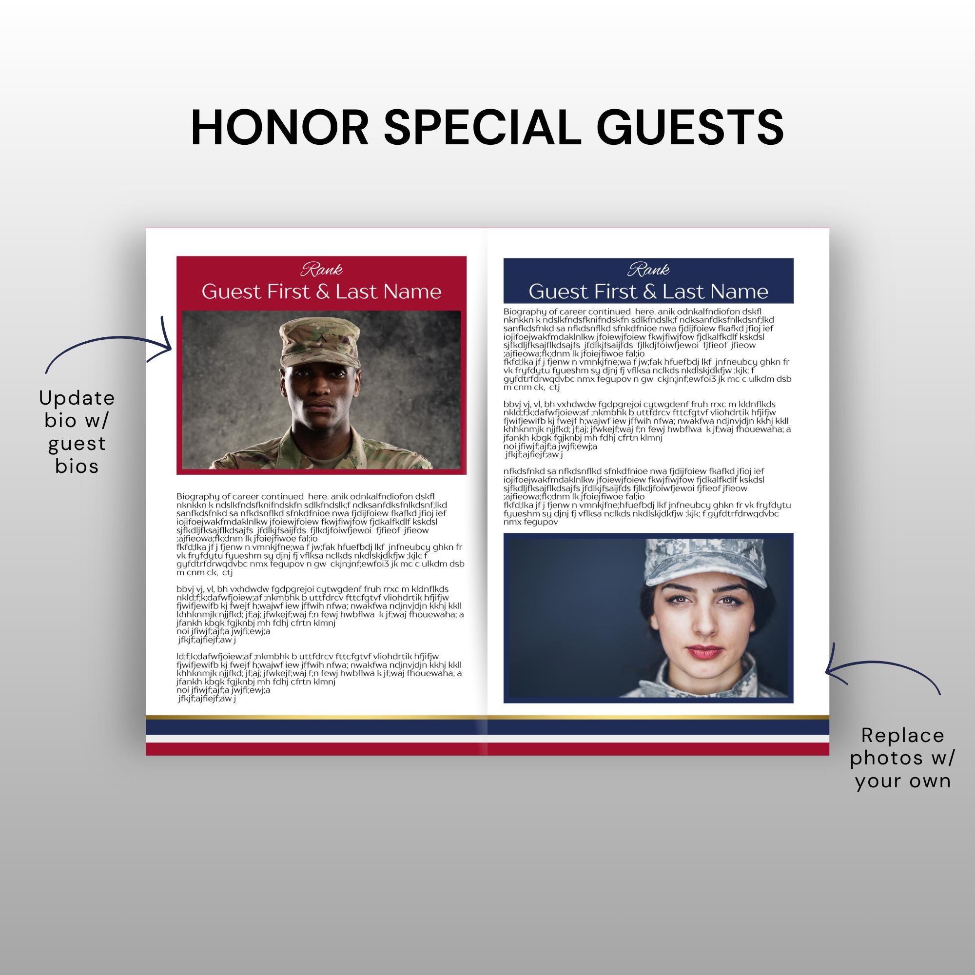 US Military Promotion Ceremony Program Digital Template 8 Page | Army ...