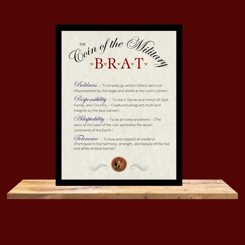 Military BRAT Certificate Digital Download 8 1/2 X 11 Inch Army Brat ...