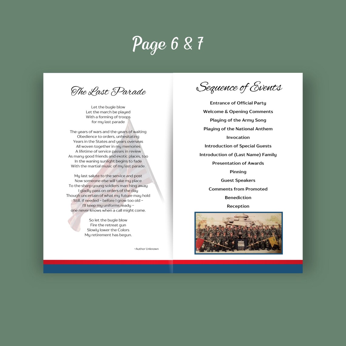 CW2 JAG Army Promotion Ceremony Program Template 8 Page Bi-fold Warrant ...