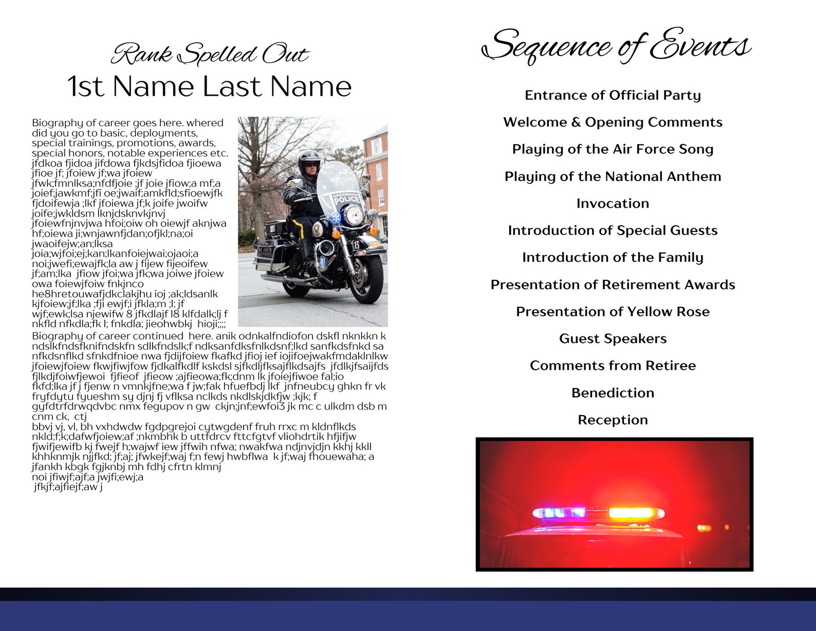 Police Retirement Ceremony Program Canva Template First Responder ...