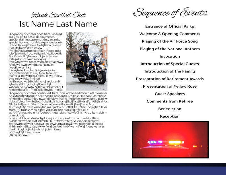 Police Retirement Ceremony Program Canva Template First Responder ...