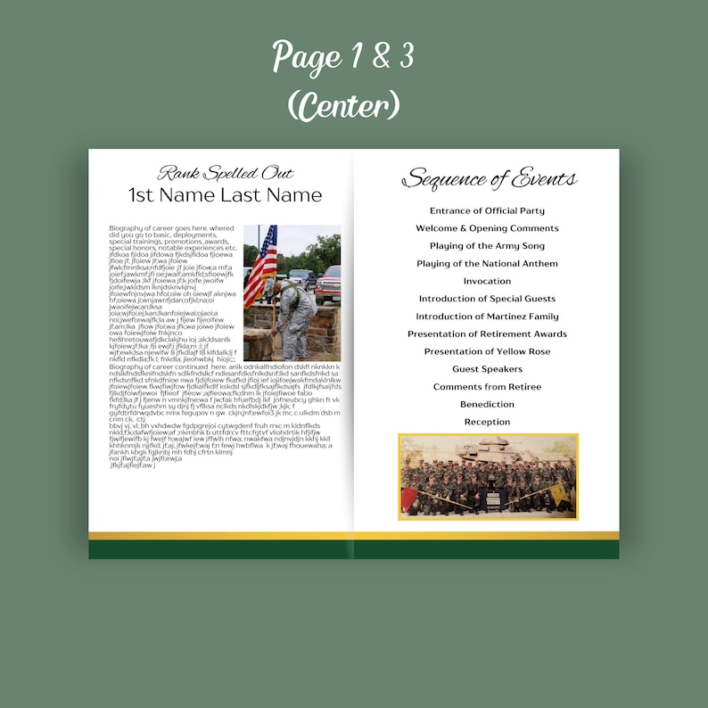 Army Retirement Ceremony Program Canva Template Army Values Bi-fold 8 ...