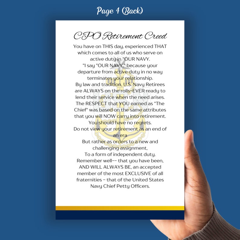 Navy Senior Chief Retirement Ceremony Bi-fold Program 8.5x11 Canva ...