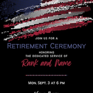 Military Retirement Ceremony Invitation Template 5x7" American Flag ...