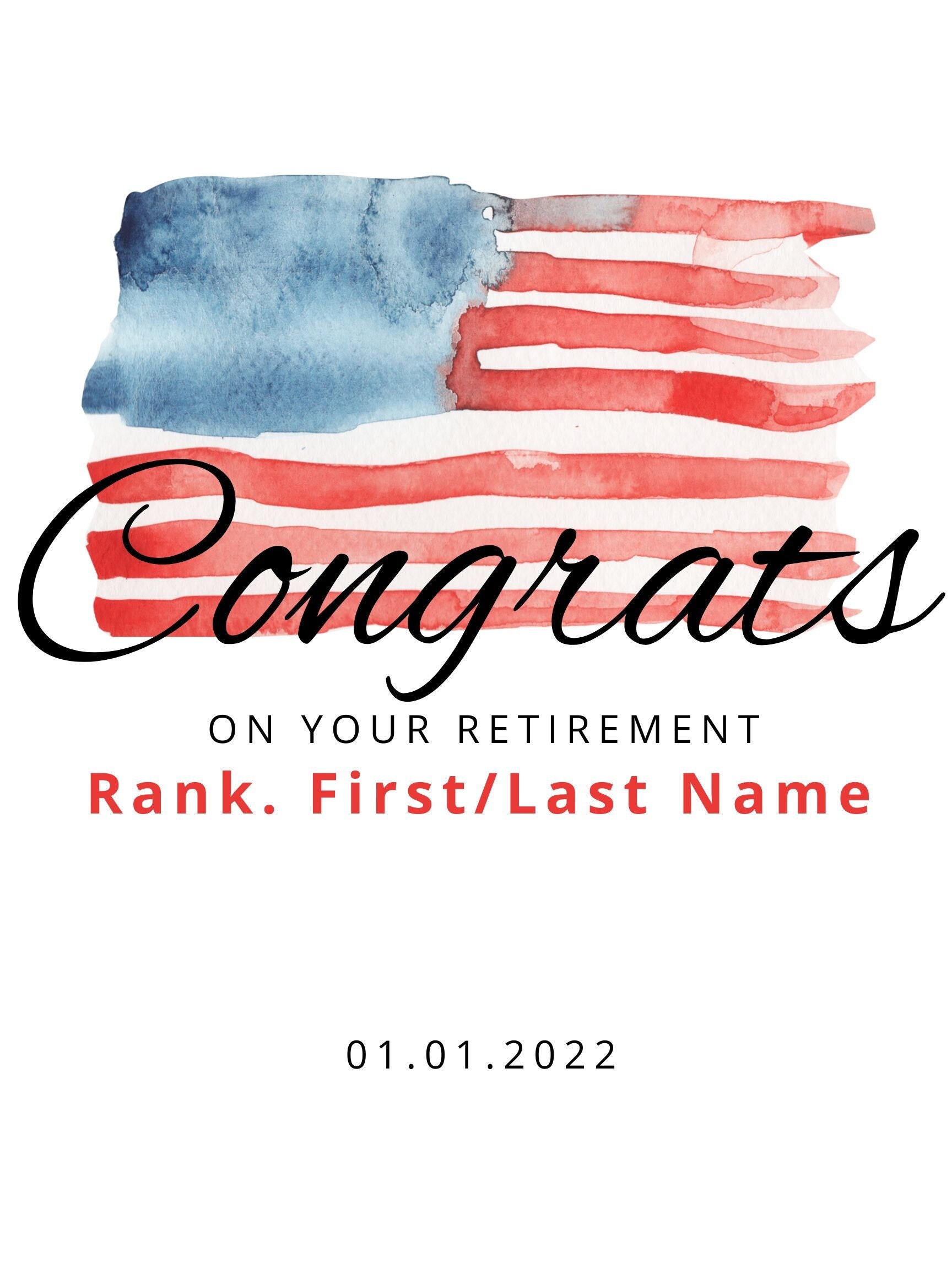 Military Retirement Sign Canva Template Retirement Party Retirement ...