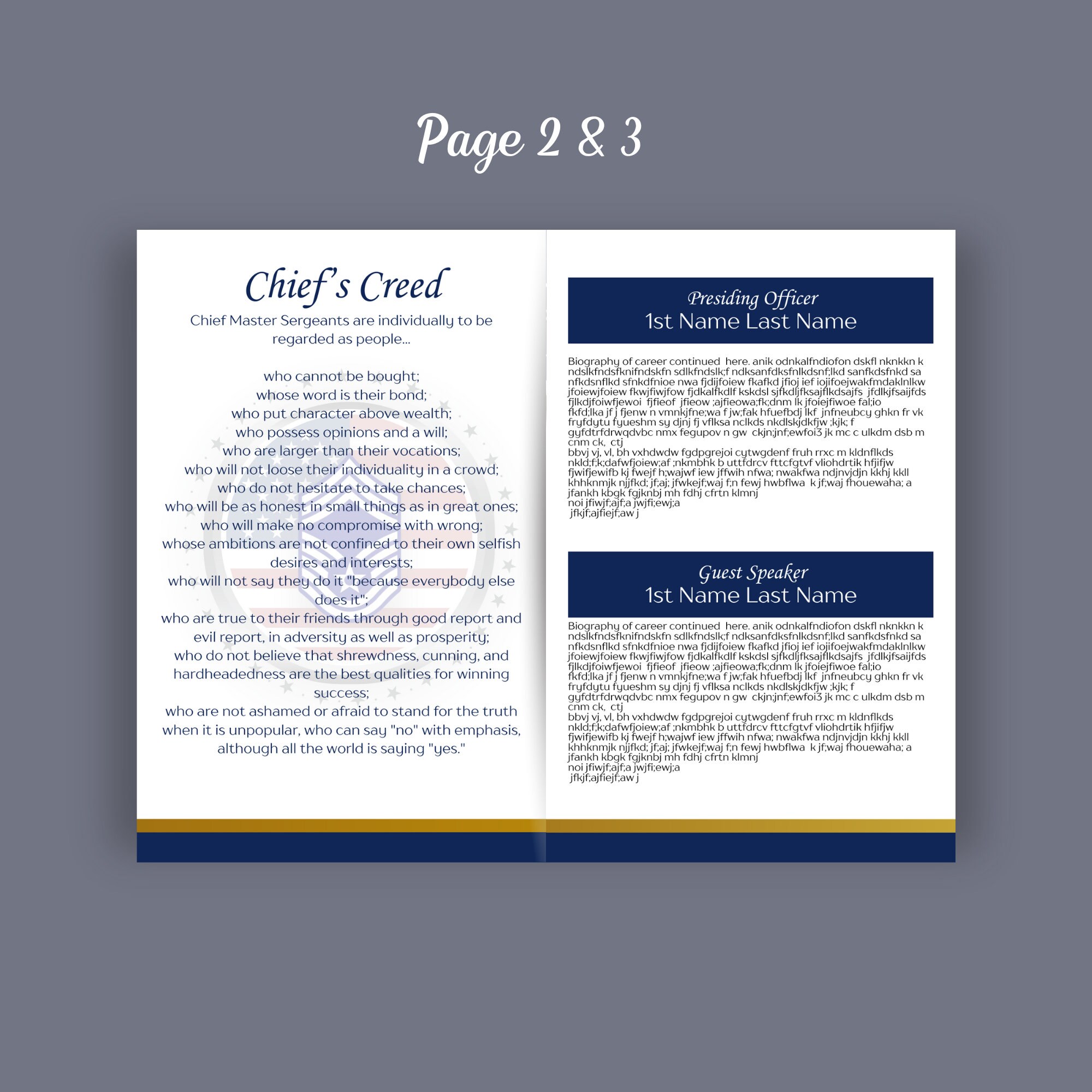 Air Force Cheif Induction Ceremony Program Template 8 Page Bi-fold ...