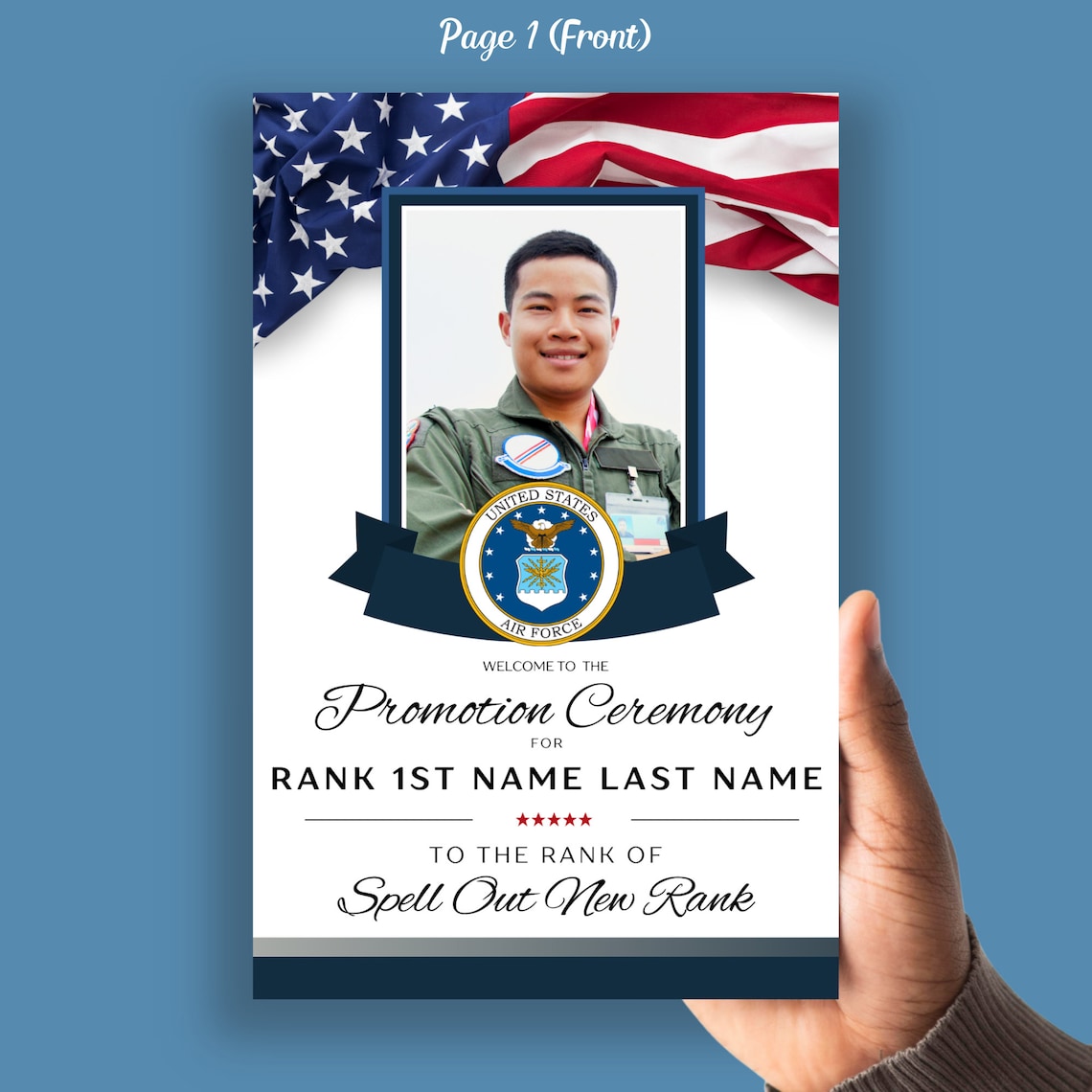 Air Force Promotion Ceremony Program Canva Template Bi-fold 8.5x11 ...