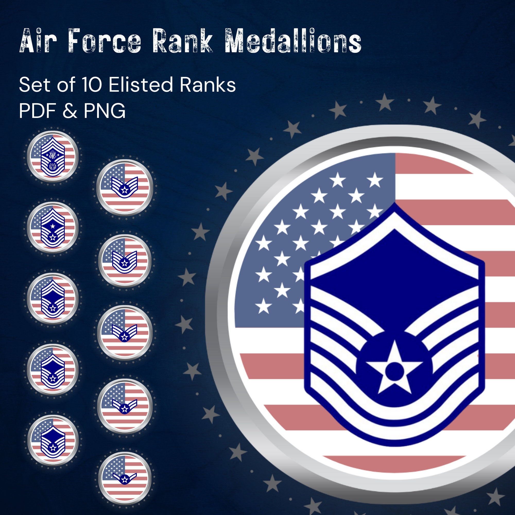 Air Force Enlisted Rank Medallions Digital Image Files - Etsy Canada