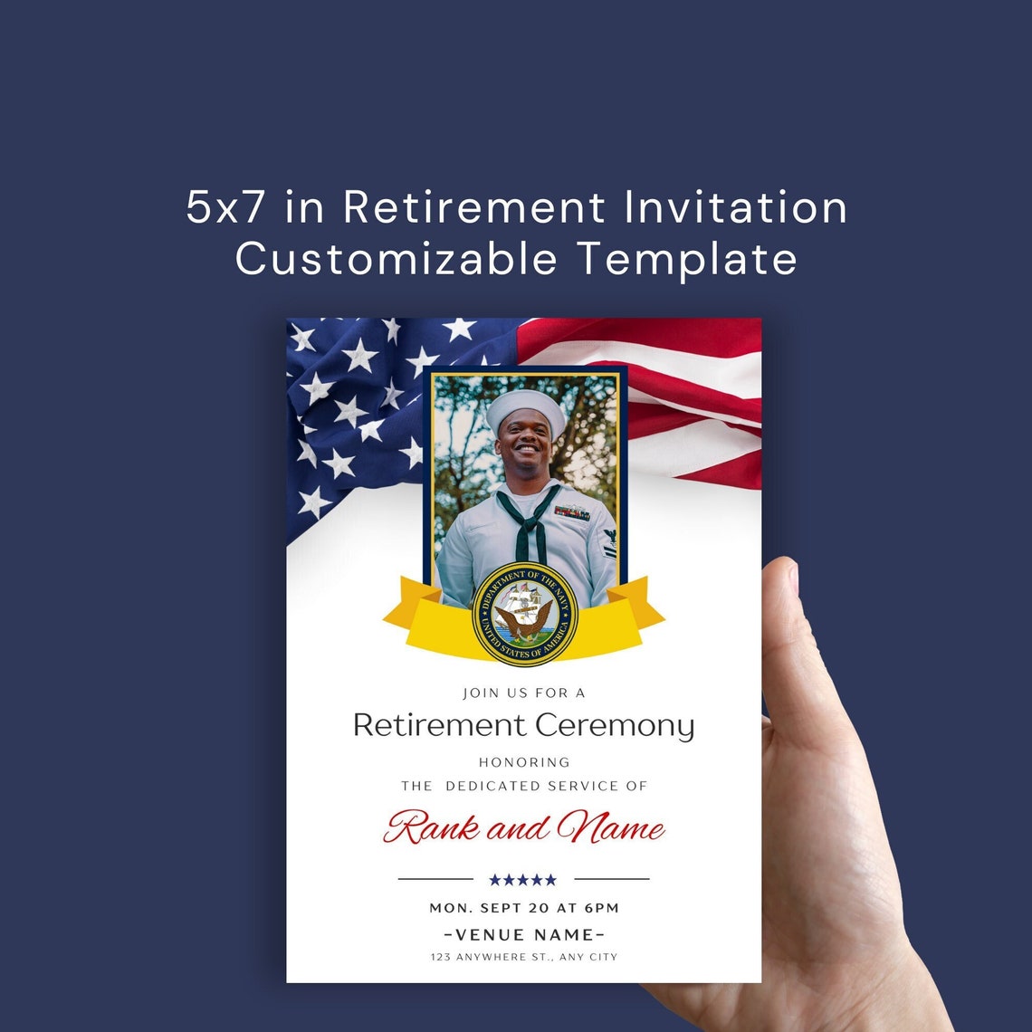 Navy Retirement Ceremony Invitation Digital Template 5x7" Retirement ...