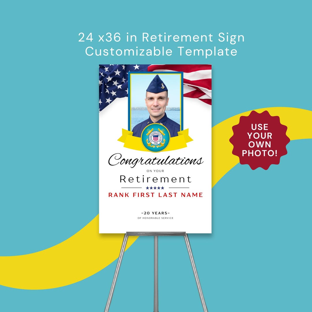 24x36 Coast Guard Retirement Ceremony Party Sign Canva Template With ...