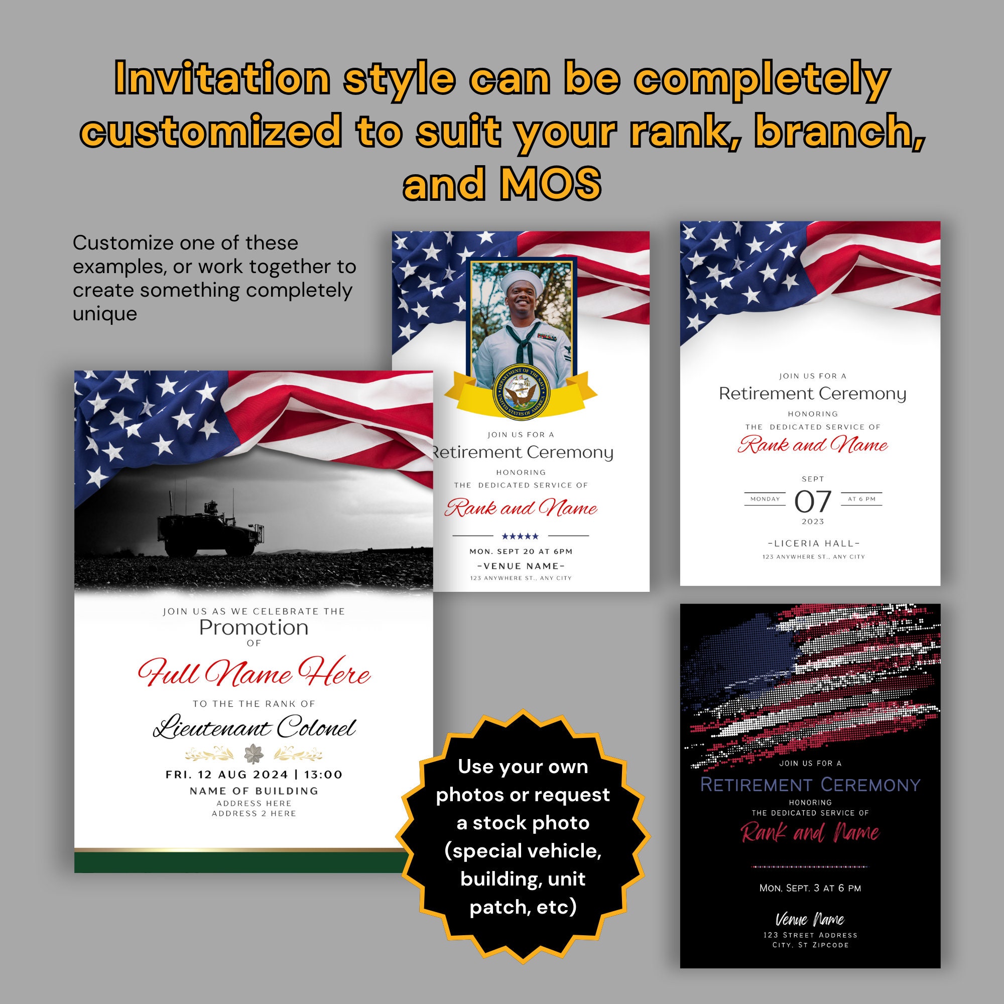 Fully Custom Military Retirement, Promotion, Induction Ceremony Program ...