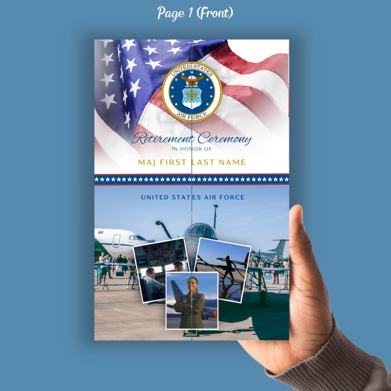 Gatefold Air Force Retirement Ceremony Program Digital Template Party ...
