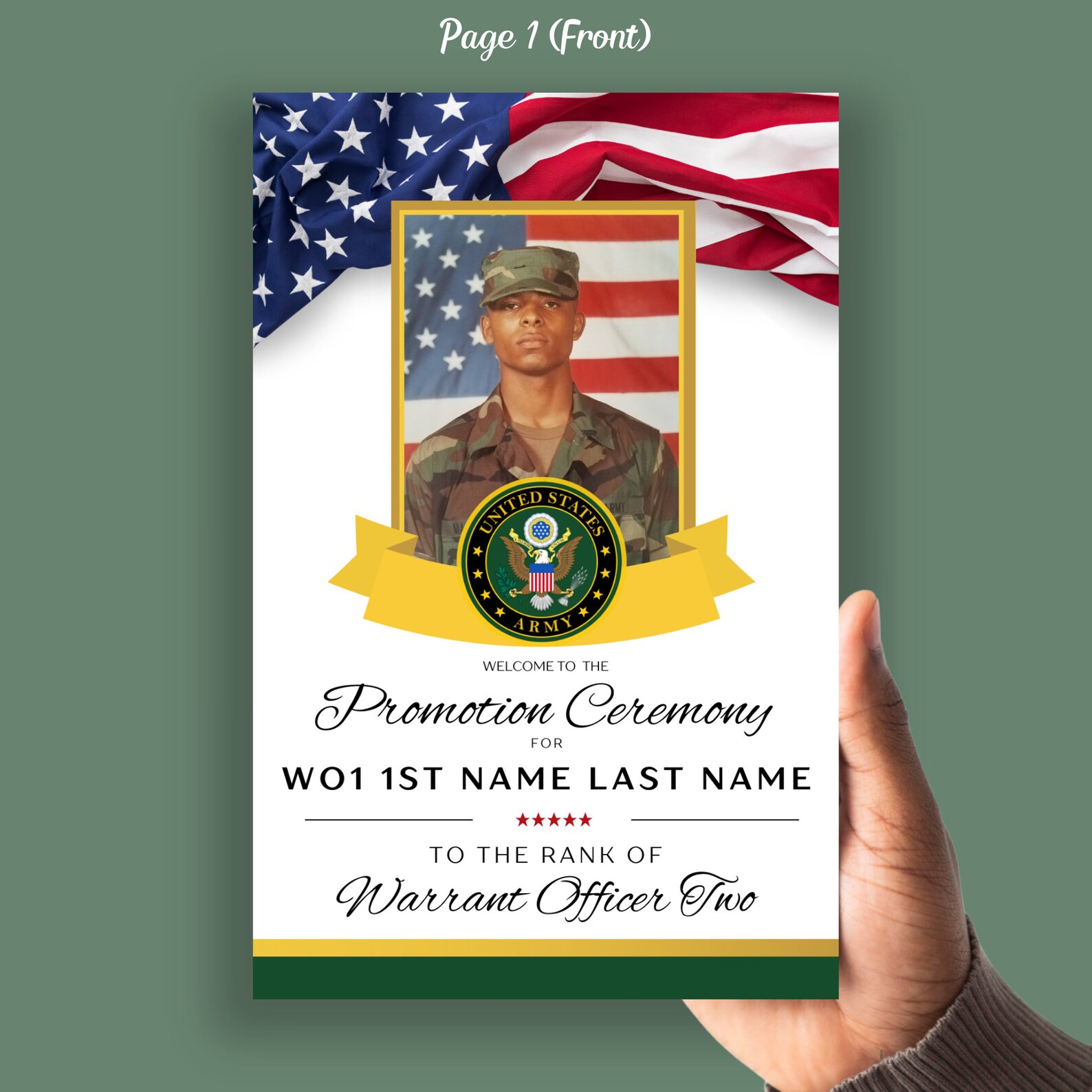 Army Promotion Ceremony Program Canva Template Army Values Bi-fold 8 ...