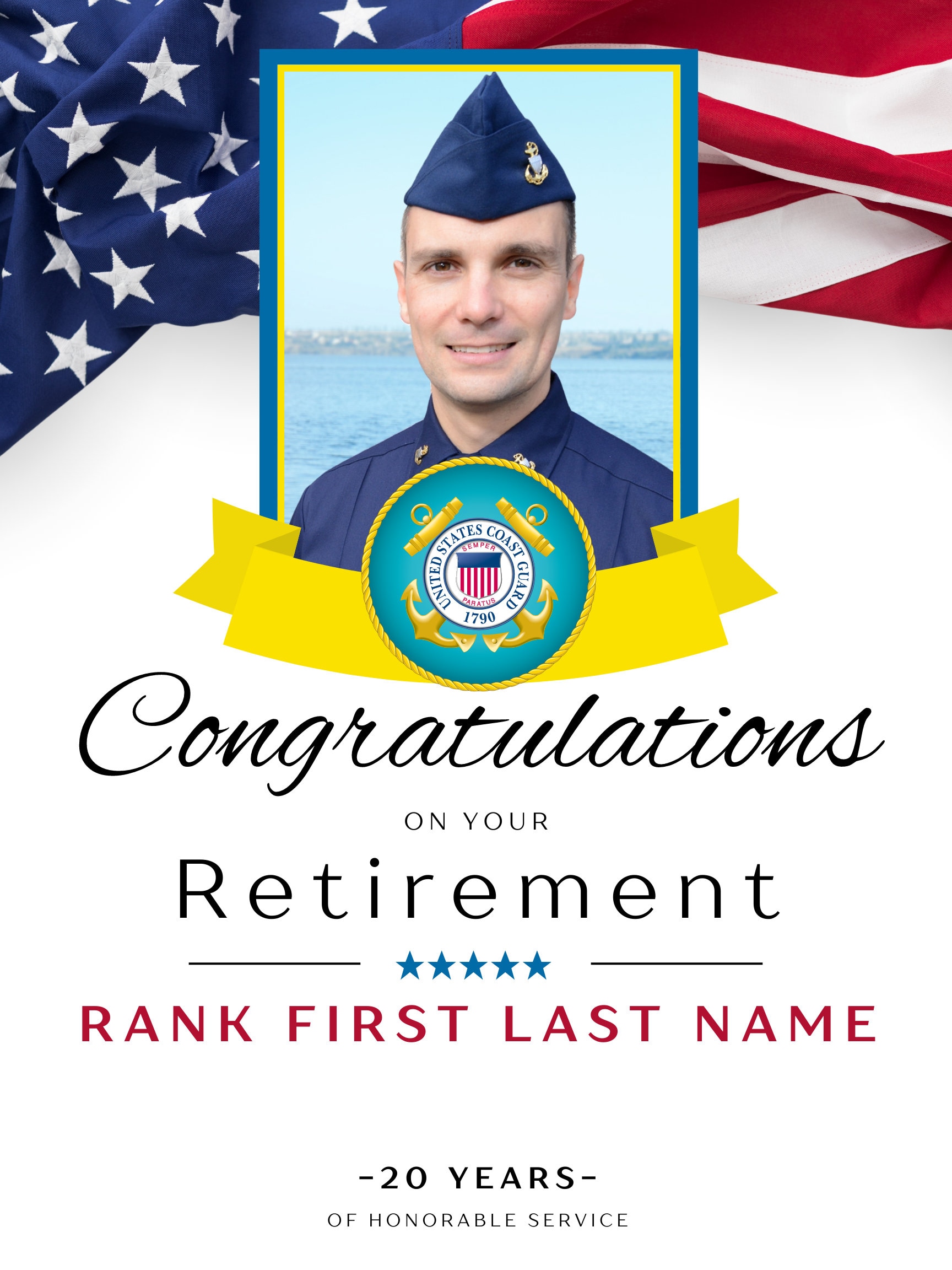Coast Guard Retirement Sign Template 18x24 Inch With Photo Party or ...