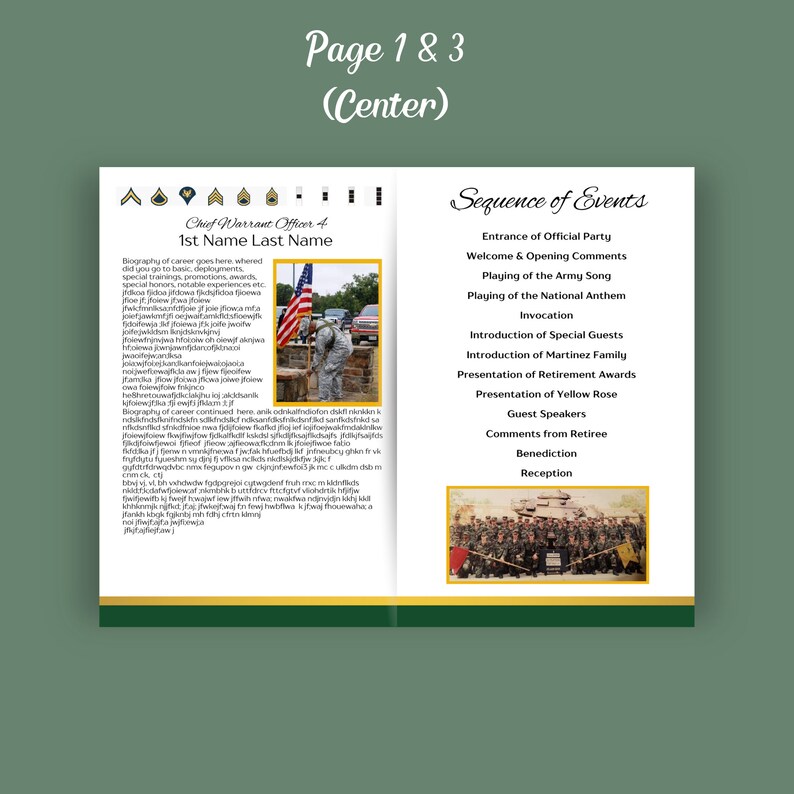 Army CW4 Retirement Ceremony Program Template Bi-fold 8.5x11 in ...