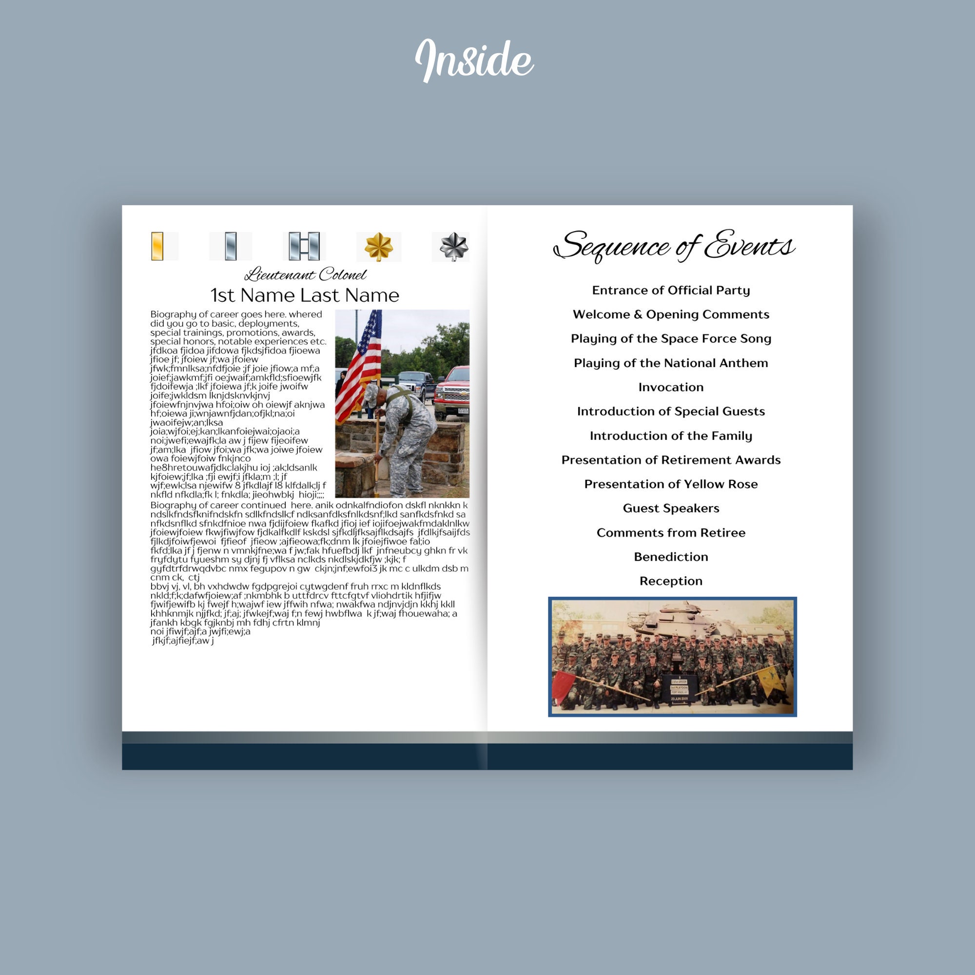 Lt Col Space Force Retirement Ceremony Program Canva Template ...