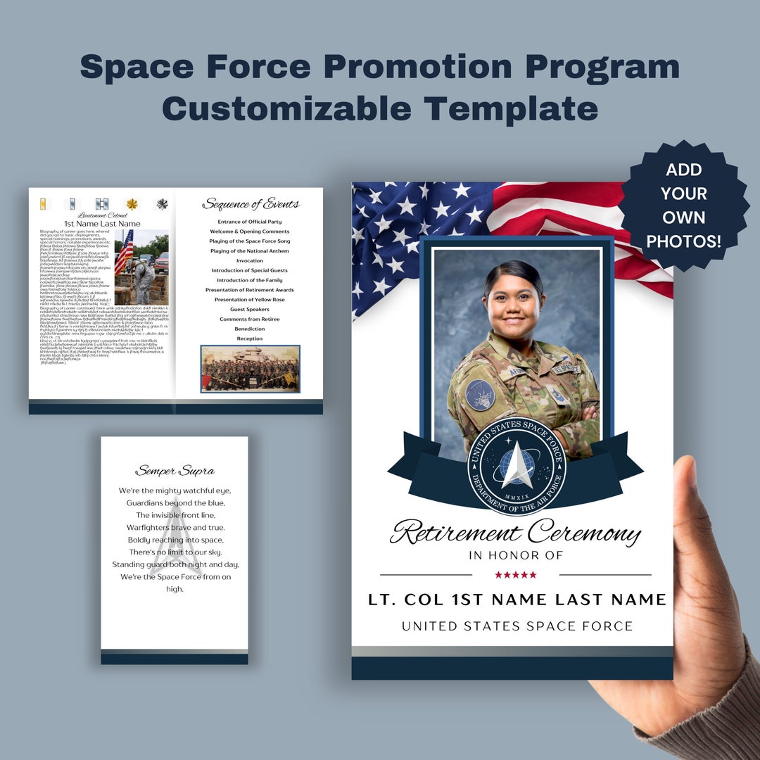 Lt Col Space Force Retirement Ceremony Program Canva Template ...