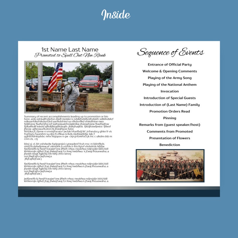 Air Force Promotion Ceremony Program Canva Template Bi-fold 8.5x11 ...