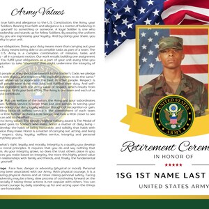 Army First Sergeant Retirement Ceremony Program Template Bi-fold 8.5x11 ...