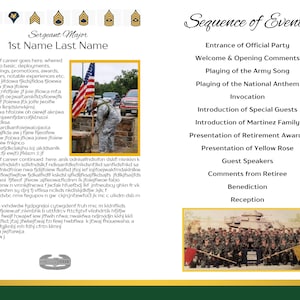 Army Sergeant Major Retirement Ceremony Program Template Bi-fold 8.5x11 ...