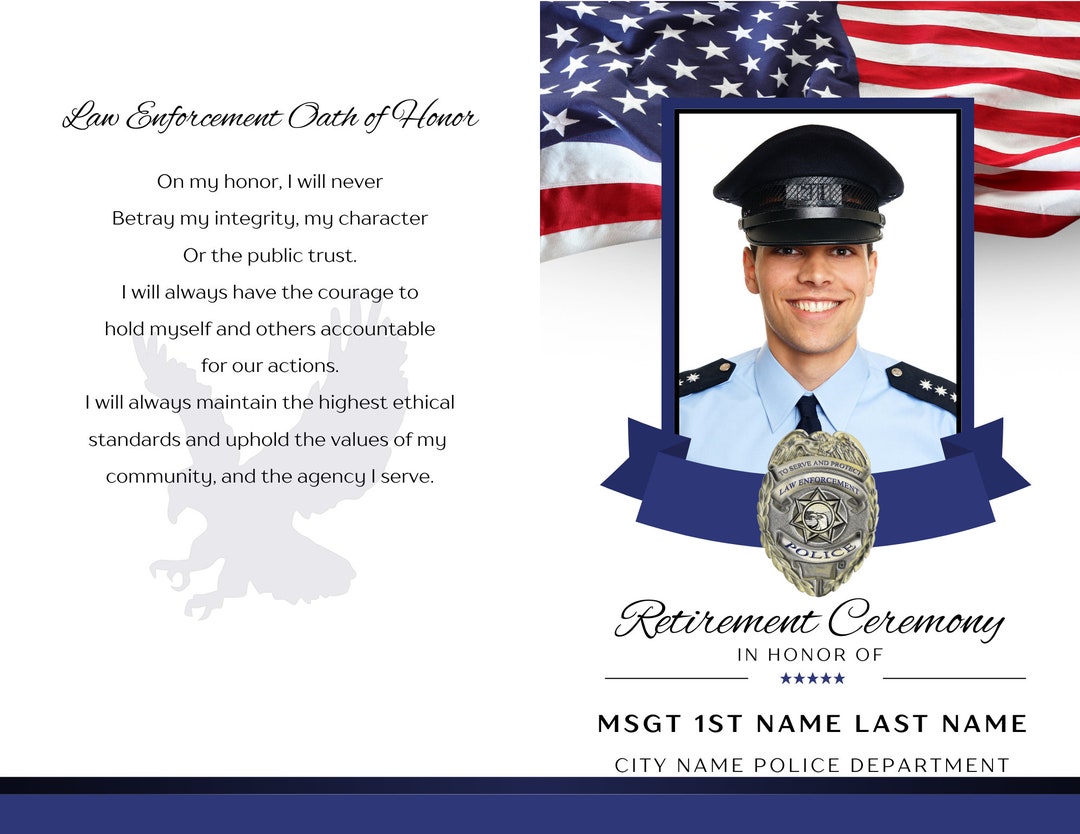 Police Retirement Ceremony Program Canva Template First Responder ...