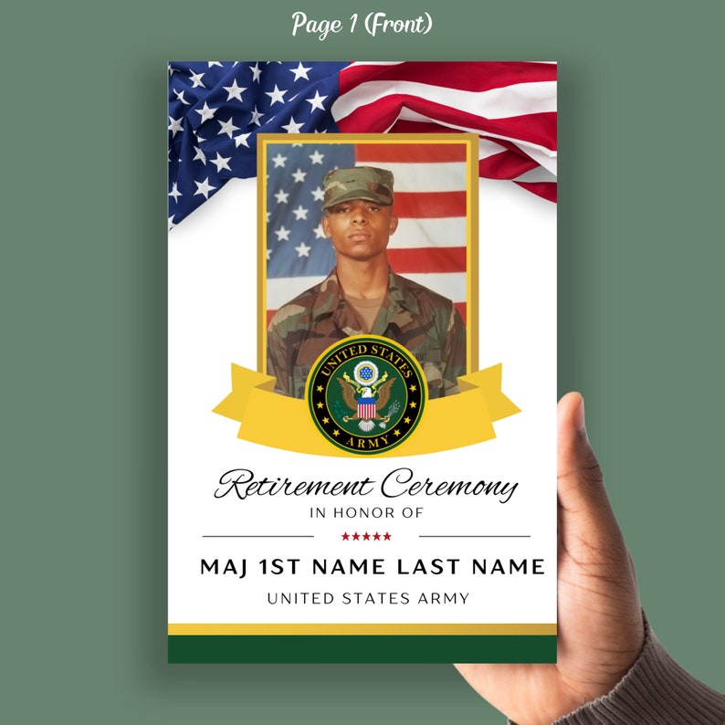 Army Enlisted to Major O4 Retirement Ceremony Program Template in ...