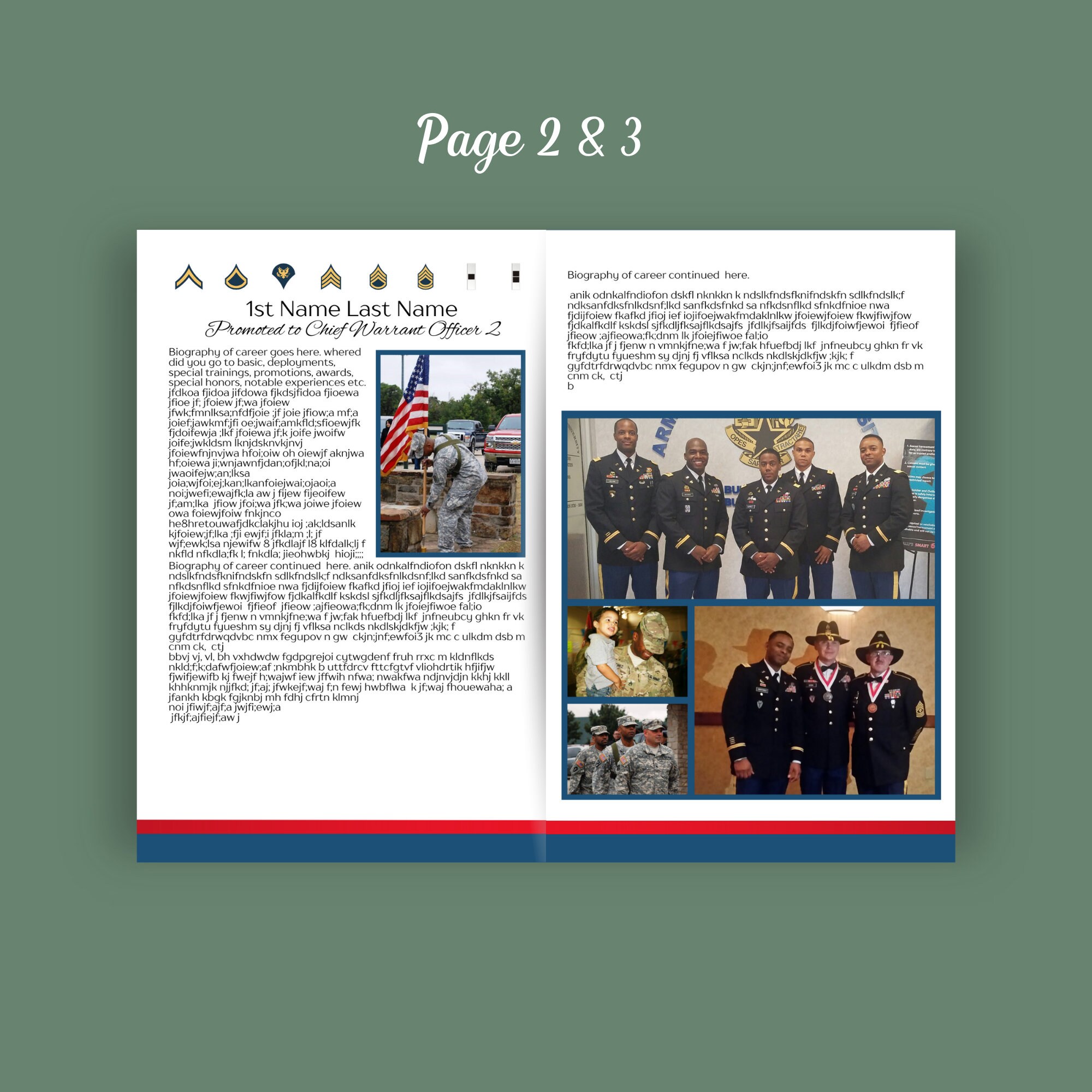 CW2 JAG Army Promotion Ceremony Program Template 8 Page Bi-fold Warrant ...