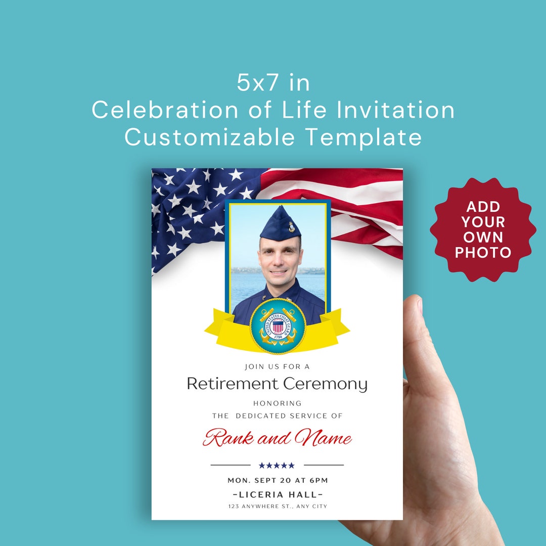 Coast Guard Ceremony Invitation Digital Template 5x7" Retirement Party ...