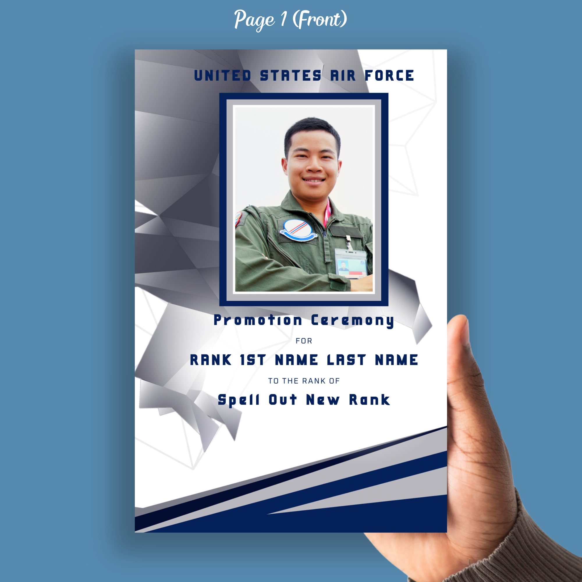 Modern Air Force Promotion Ceremony Program Canva Template Bi-fold 8 ...