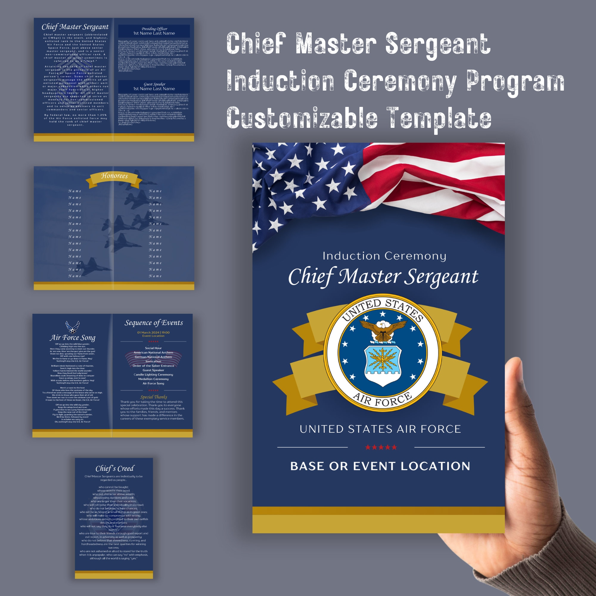 Air Force Cheif Induction Ceremony Program Template 8 Page Bi-fold ...