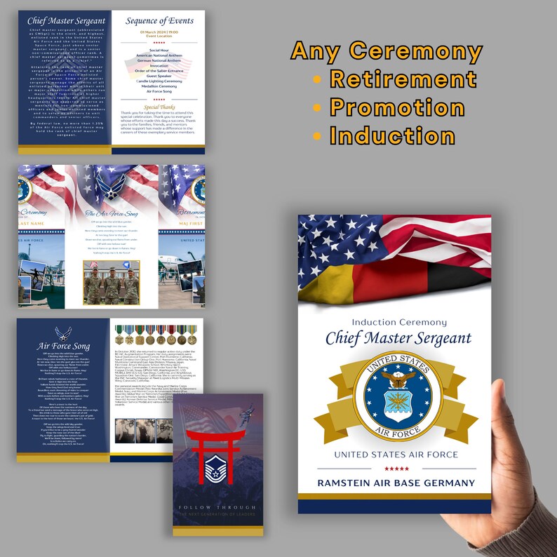 Fully Custom Military Retirement, Promotion, Induction Ceremony Program ...
