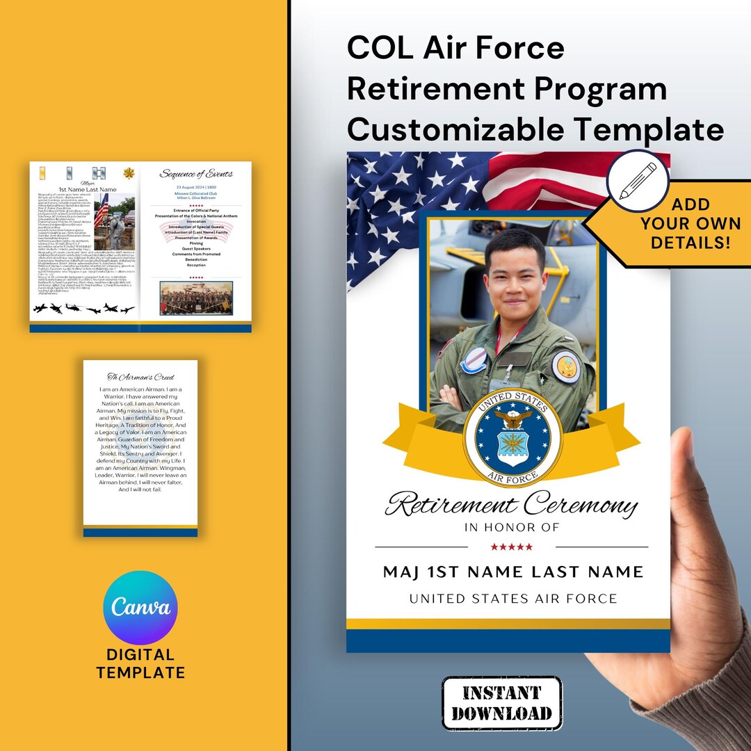 Major Air Force Retirement Ceremony Program Digital Template Maj ...