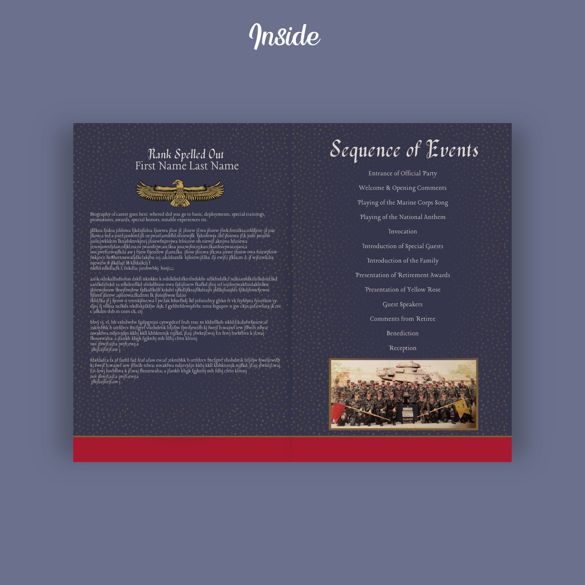 Marine Corps Retirement Ceremony Program Canva Template Retirement ...