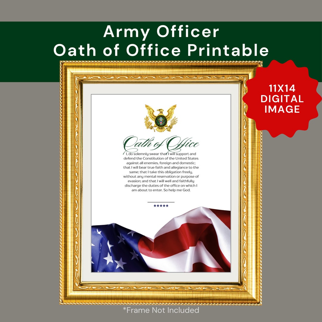 Army Officer Oath of Office 11x14 American Flag Digital Image Print - Etsy