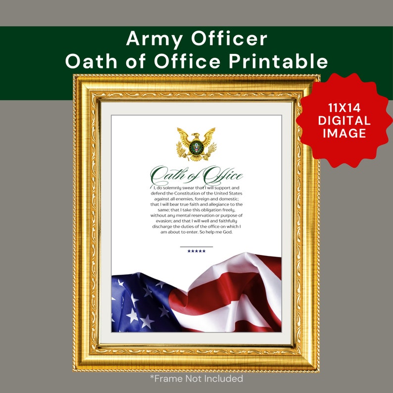 Army Officer Oath of Office 11x14 American Flag Digital Image Print - Etsy