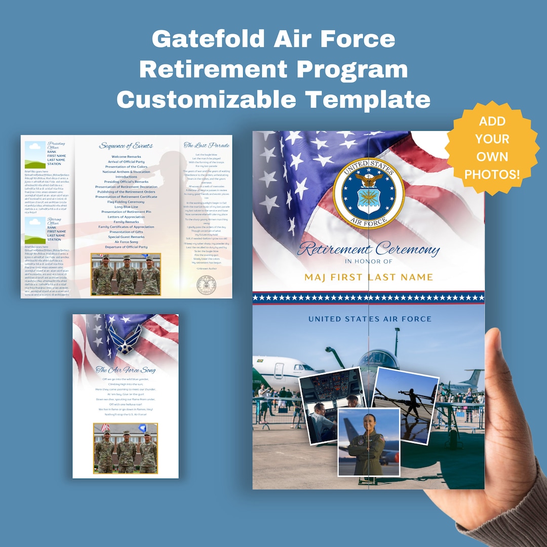 Gatefold Air Force Retirement Ceremony Program Digital Template Party ...