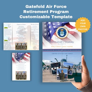 Gatefold Air Force Retirement Ceremony Program Digital Template Party ...
