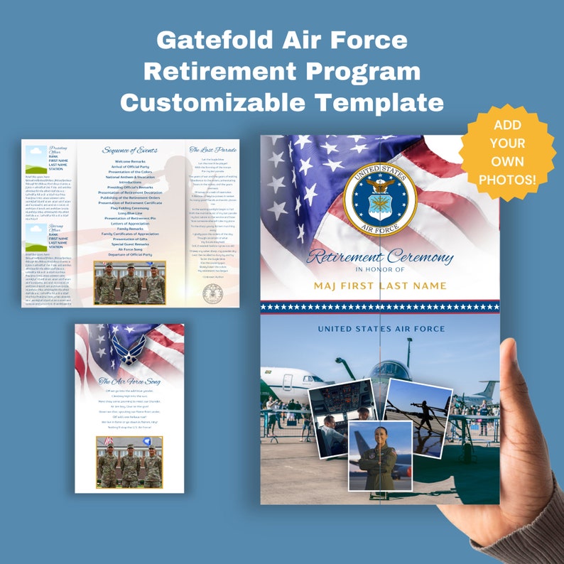 Gatefold Air Force Retirement Ceremony Program Digital Template Party ...